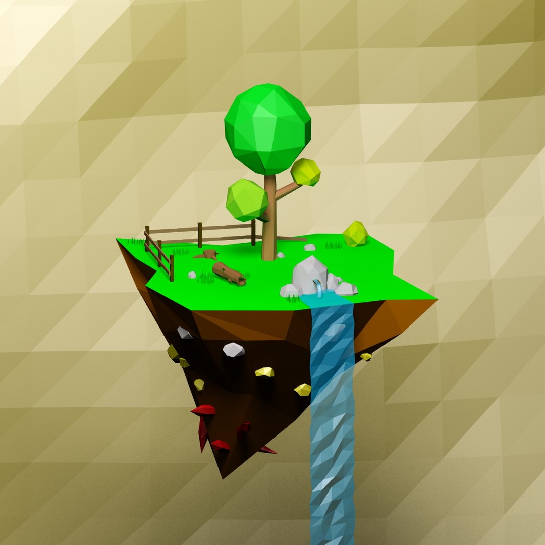 cartoon floating island obj