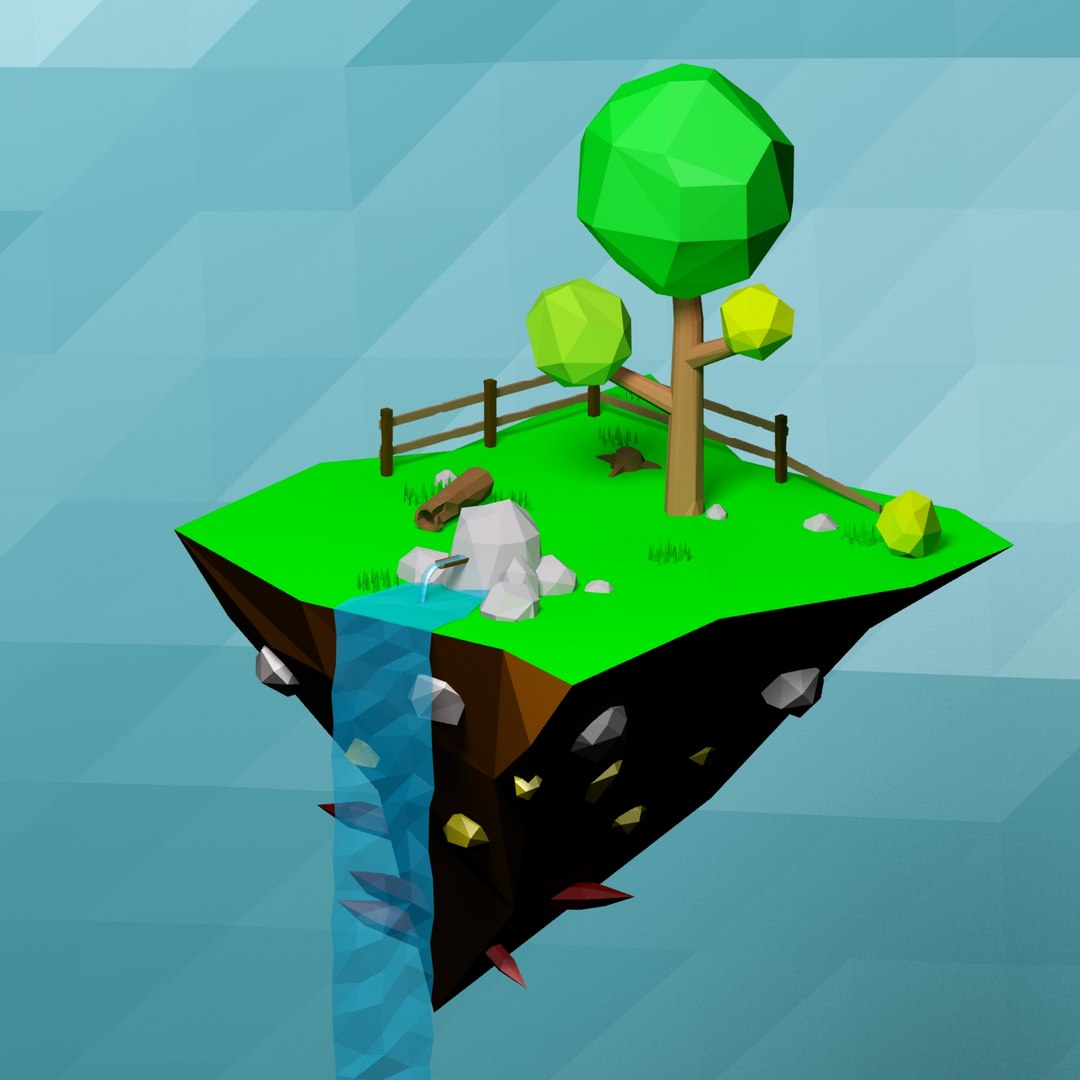 cartoon floating island obj