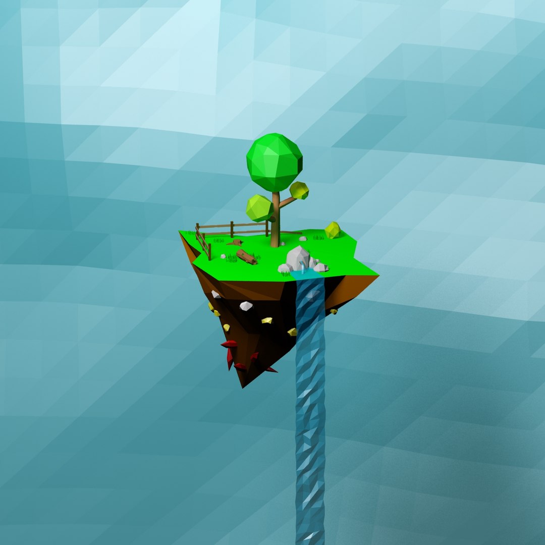 cartoon floating island obj