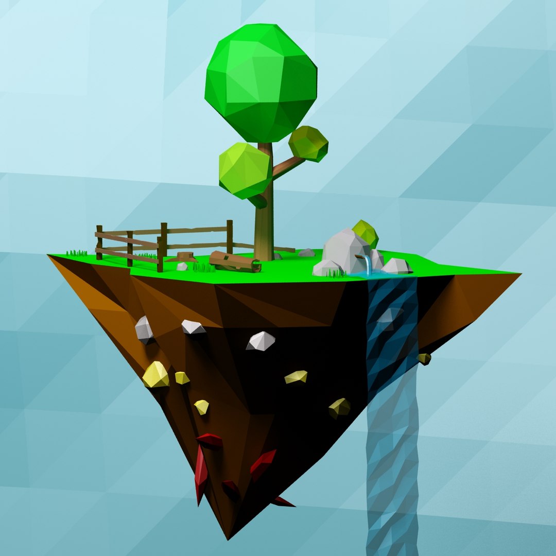 cartoon floating island obj
