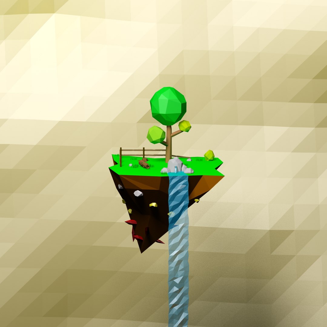 Cartoon Floating Island Obj