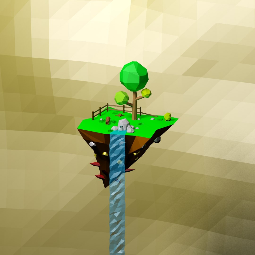 Cartoon Floating Island Obj