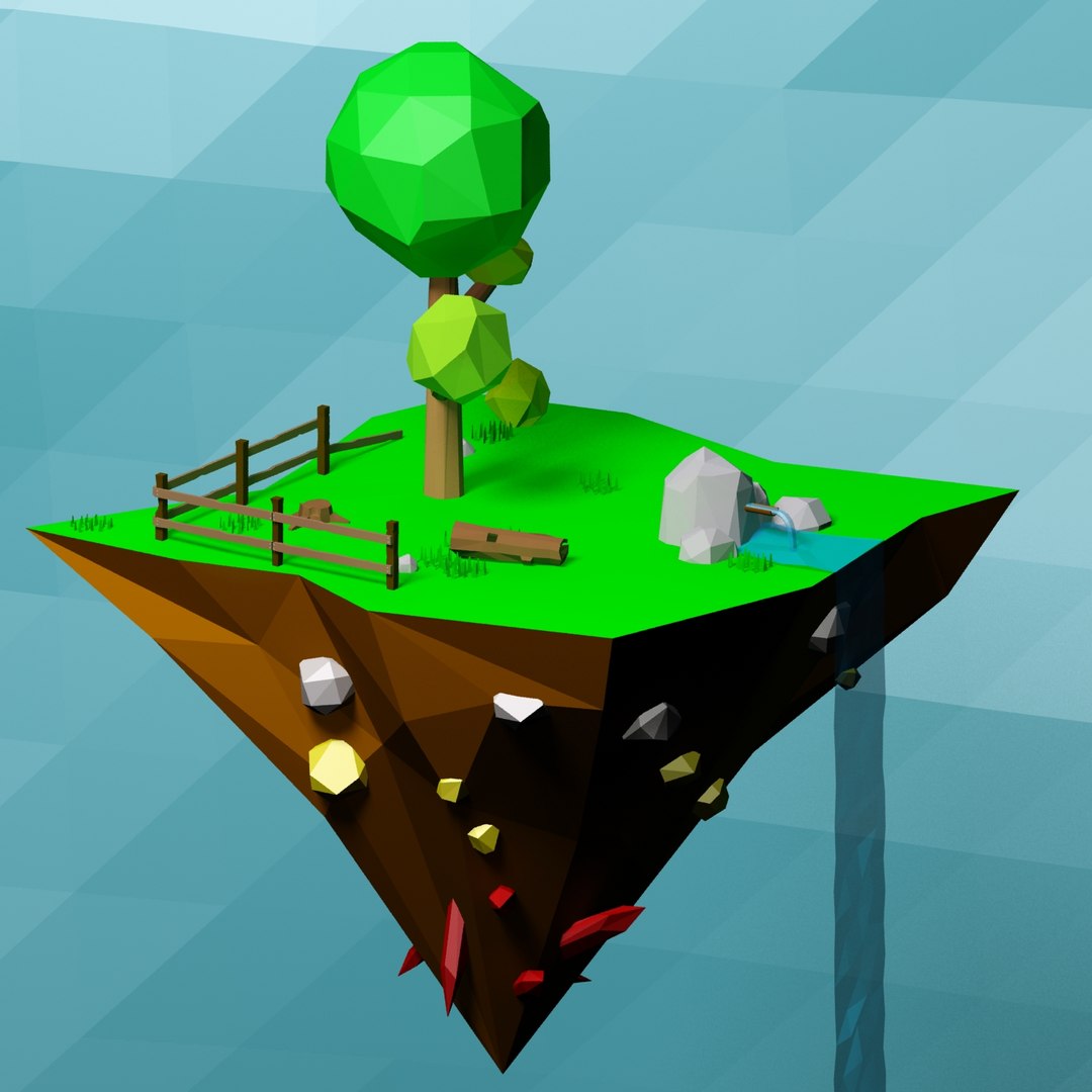 cartoon floating island obj