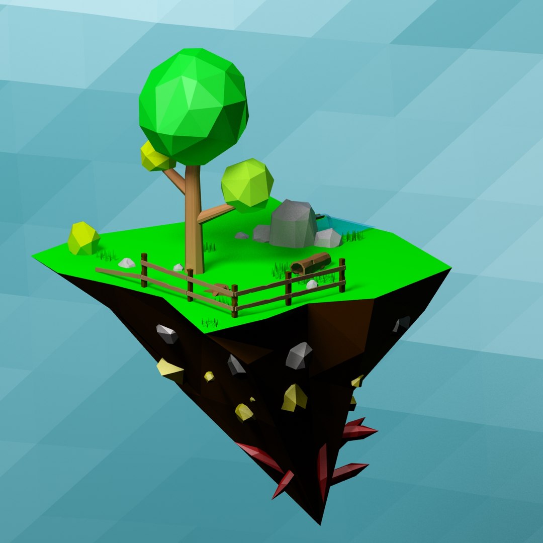 cartoon floating island obj