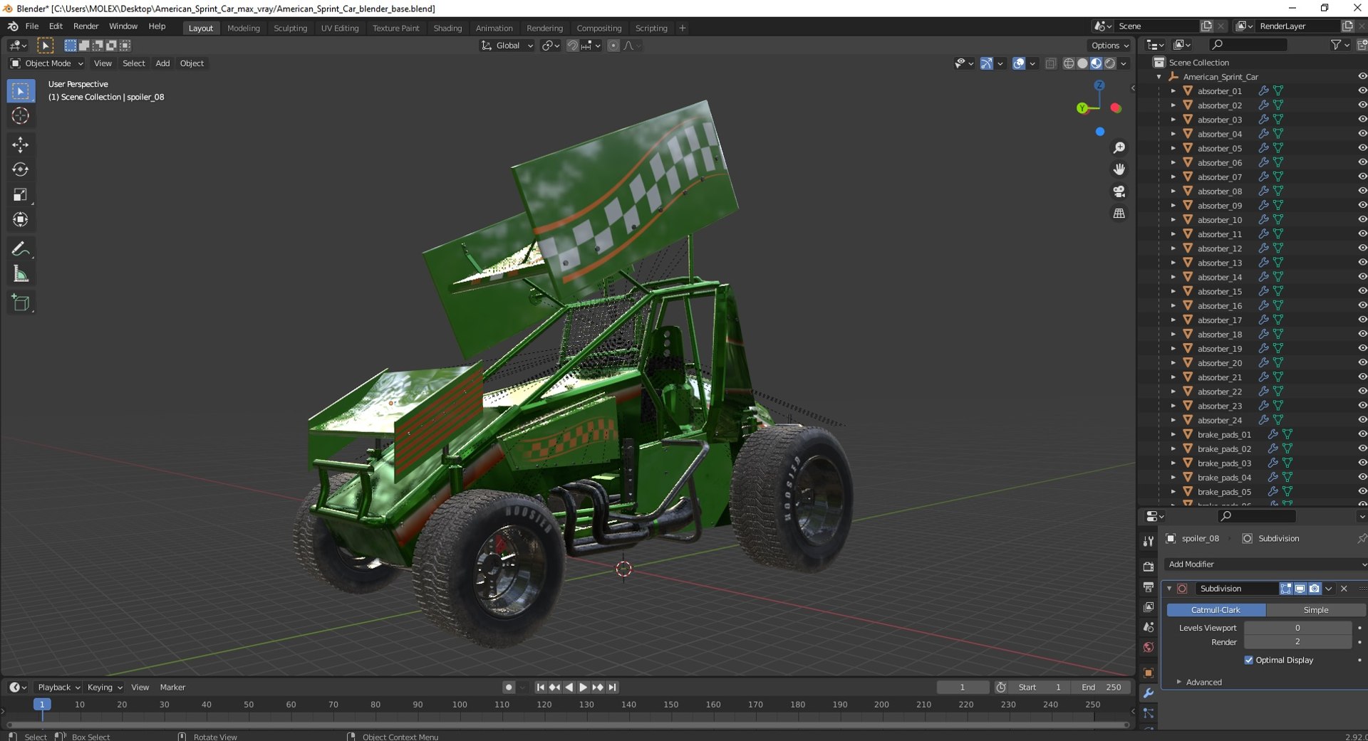 3D American Sprint Car - TurboSquid 2206560