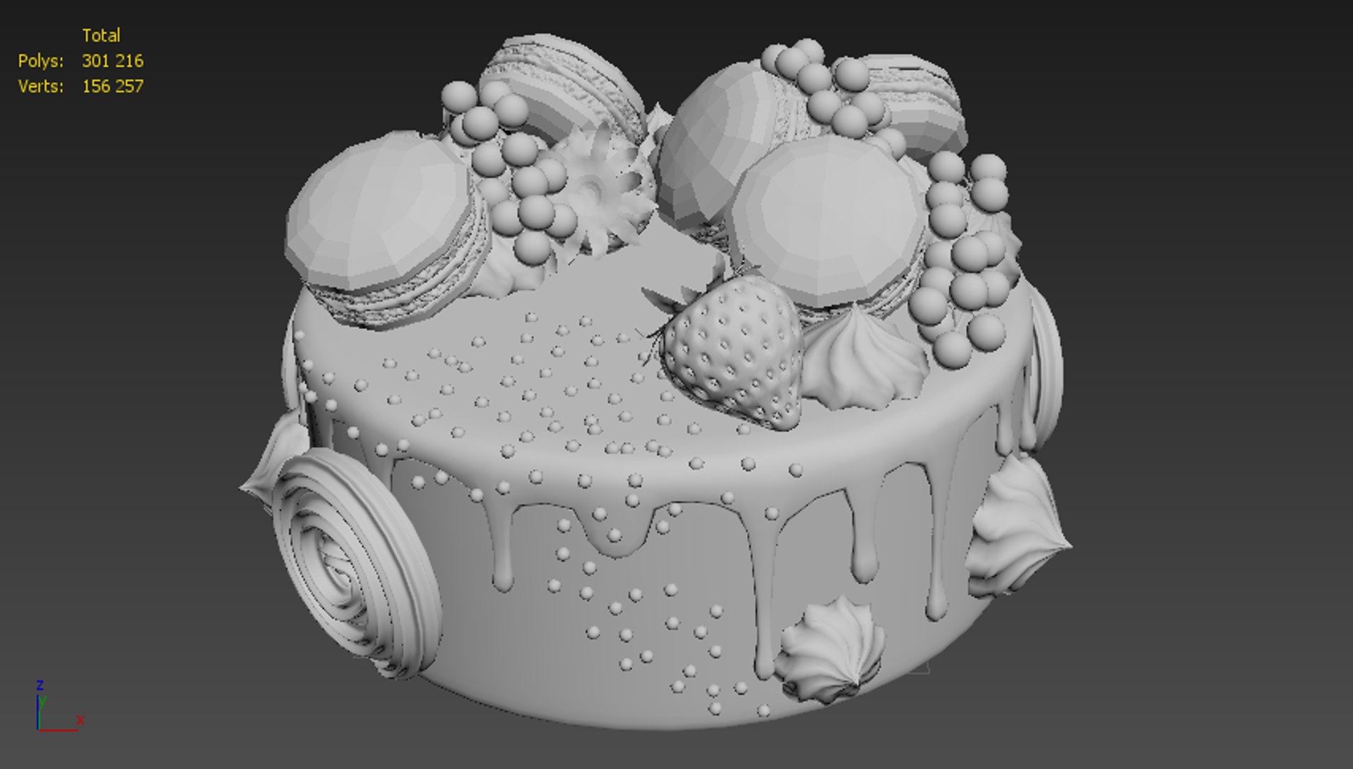 Pink cake with macaroons 3D model - TurboSquid 1875526