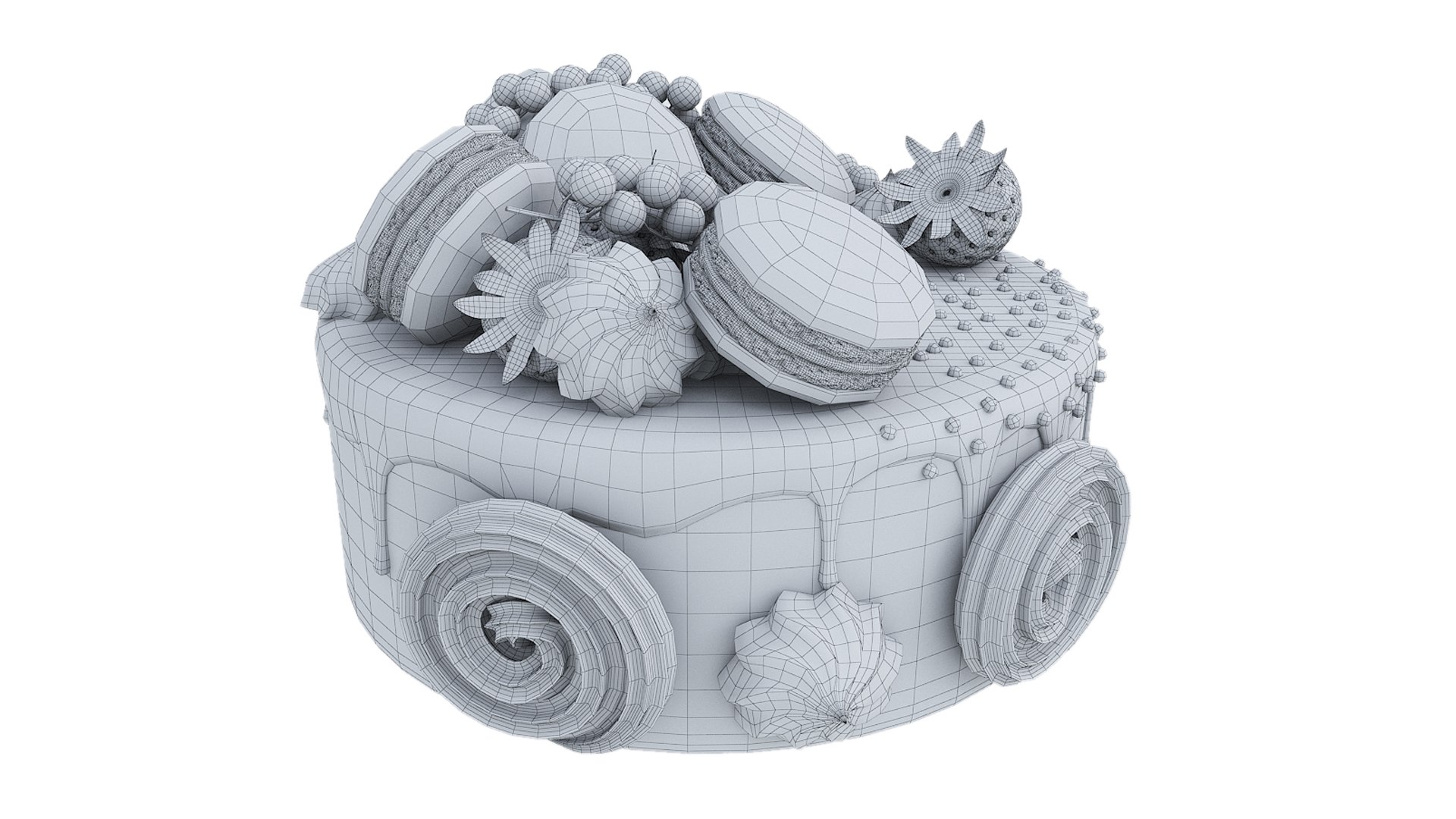 Pink cake with macaroons 3D model - TurboSquid 1875526