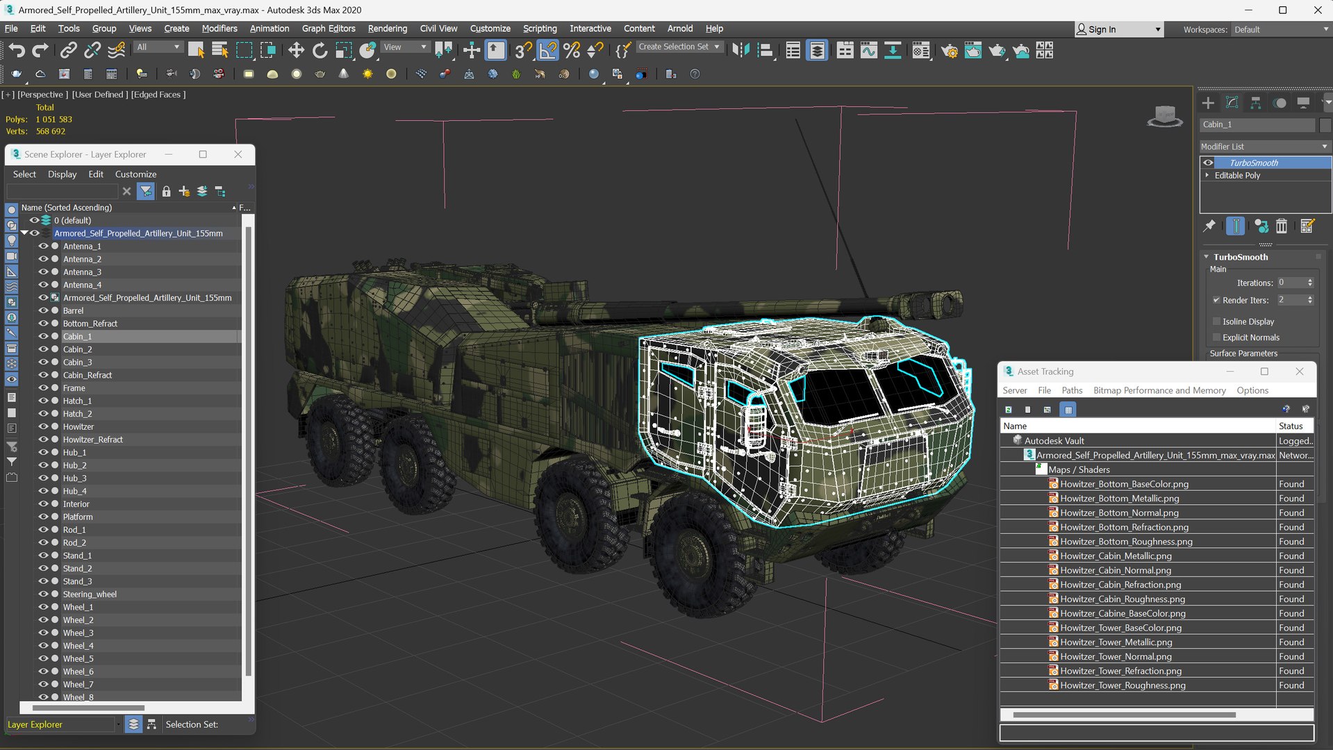 Armored Self Propelled Artillery Unit 155mm Model - TurboSquid 2296398