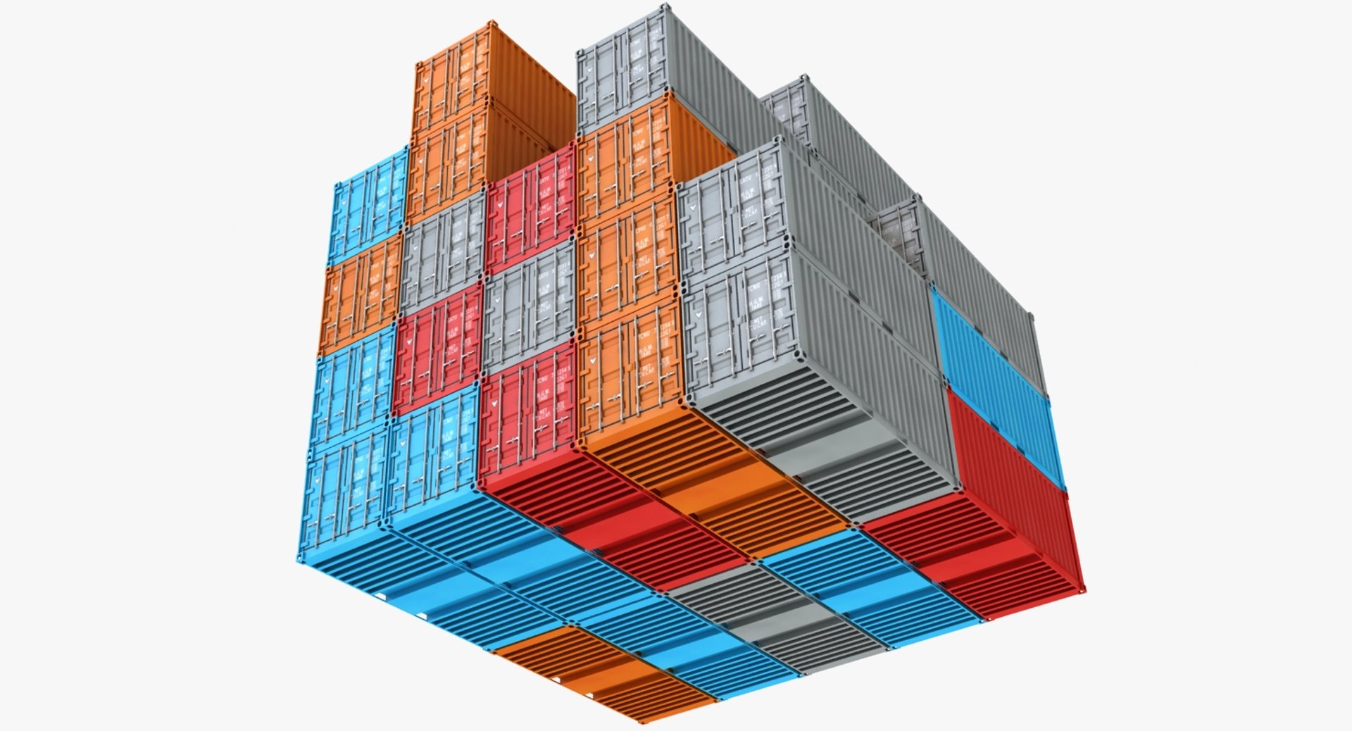 Container Pile Color 2 3D - TurboSquid 1295126