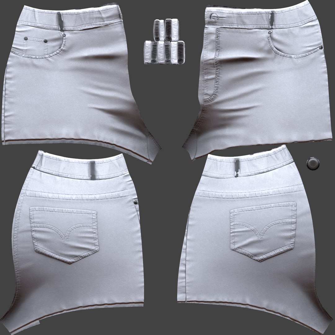 Mid Rise White Denim Shorts 3D model - TurboSquid 2072183