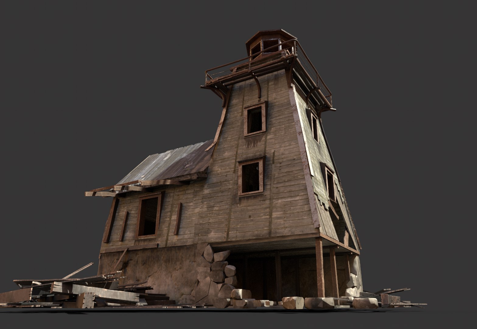 Destroyed Wooden Lighthouse Model - TurboSquid 1747027