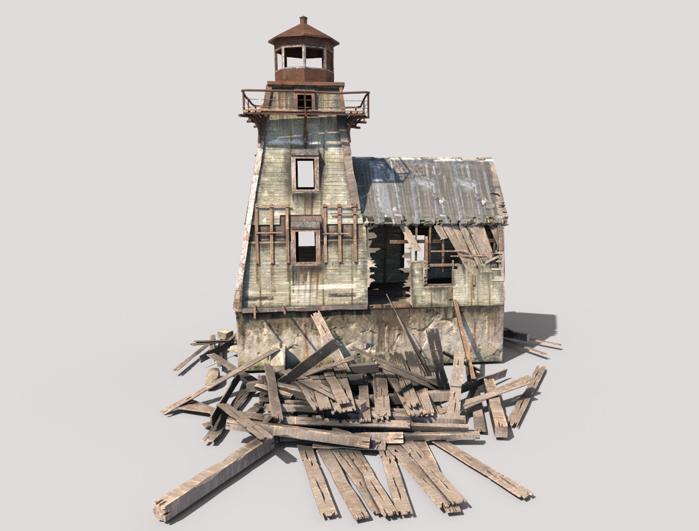 Destroyed Wooden Lighthouse Model - TurboSquid 1747027