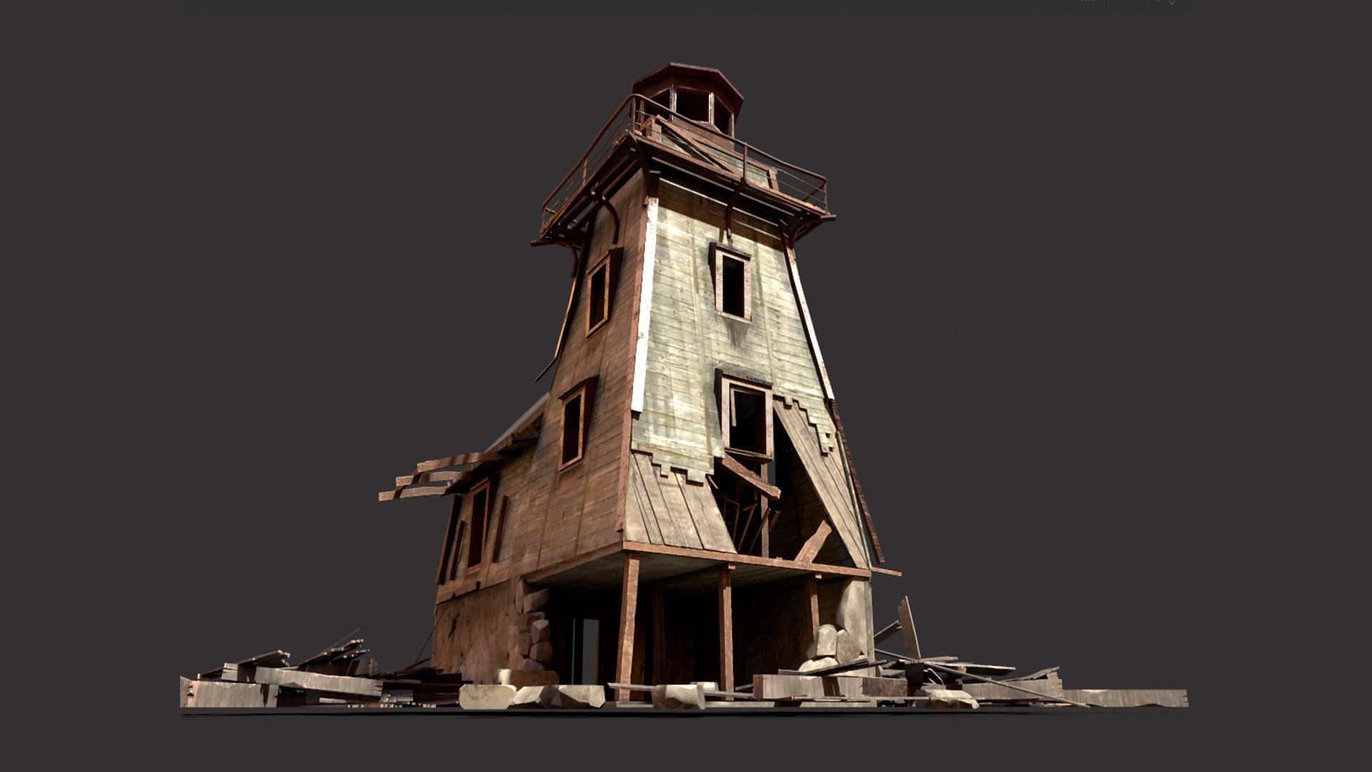 Destroyed Wooden Lighthouse Model - TurboSquid 1747027