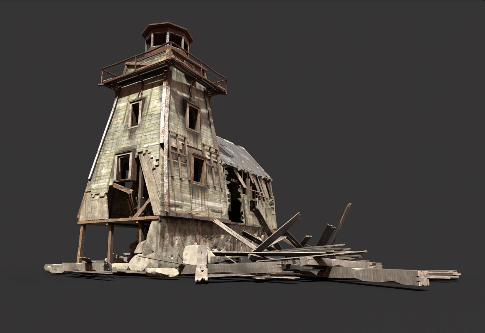 Destroyed Wooden Lighthouse Model - TurboSquid 1747027