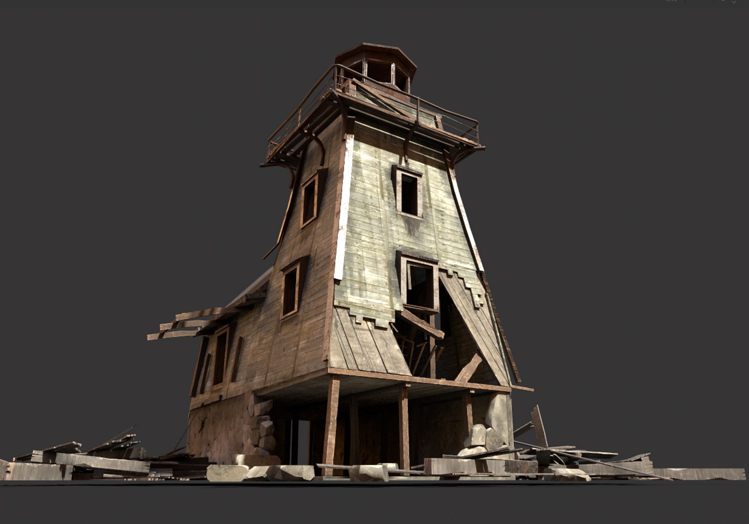 Destroyed Wooden Lighthouse Model - TurboSquid 1747027