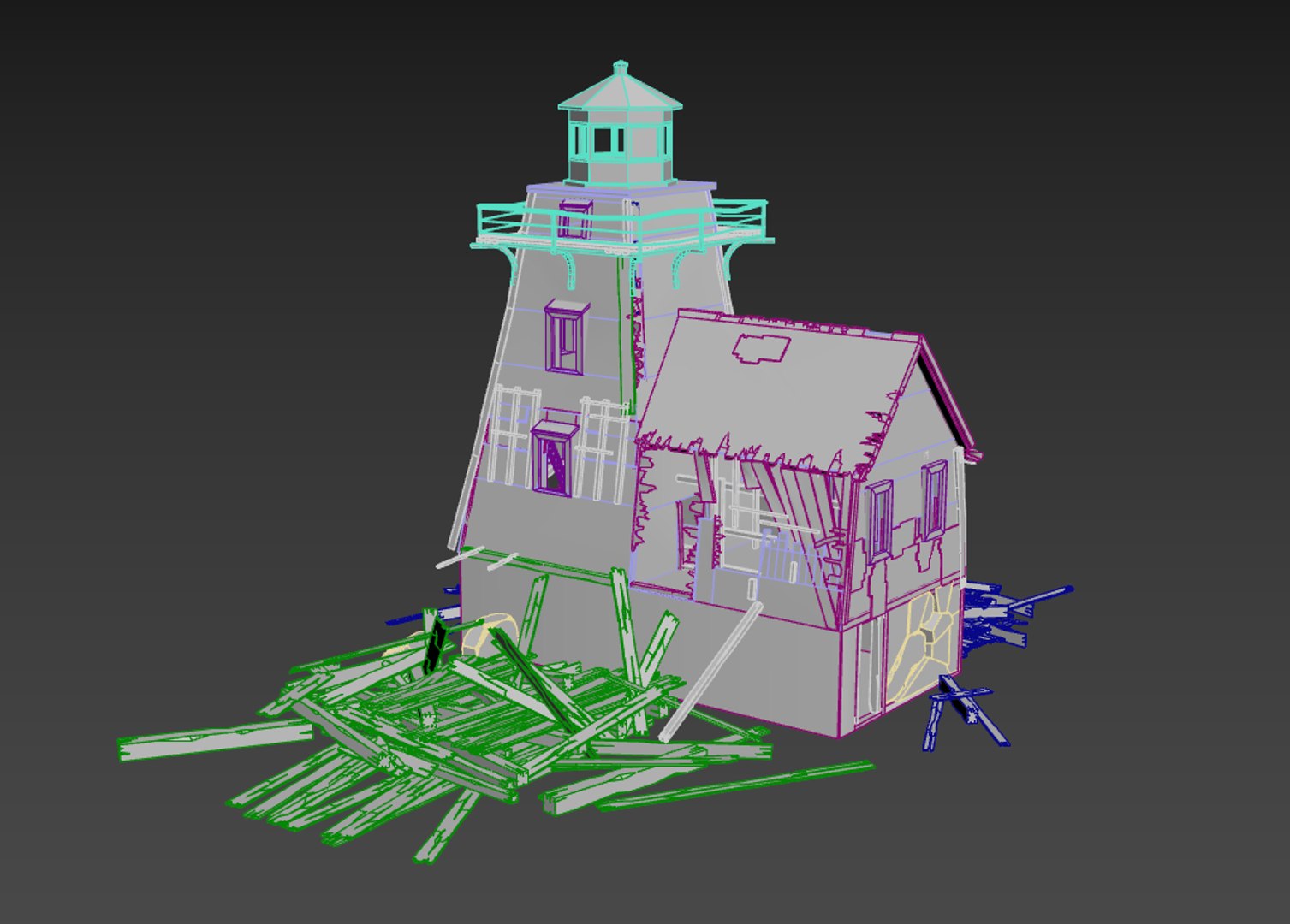 Destroyed Wooden Lighthouse Model - TurboSquid 1747027