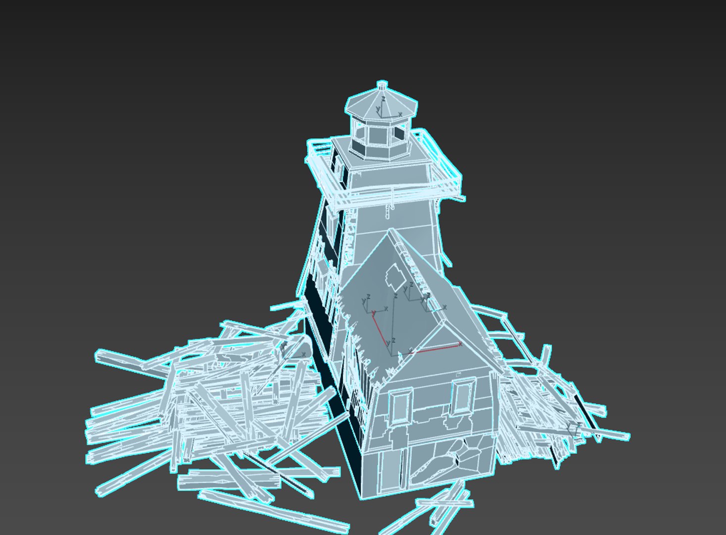 Destroyed Wooden Lighthouse Model - TurboSquid 1747027