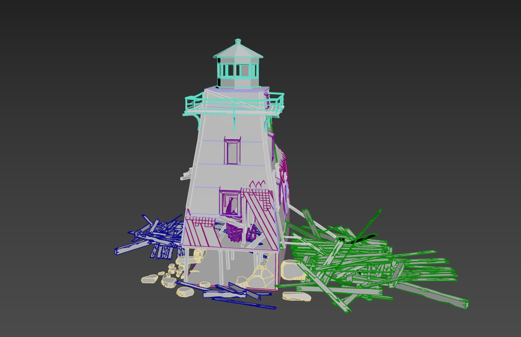 Destroyed Wooden Lighthouse Model - TurboSquid 1747027