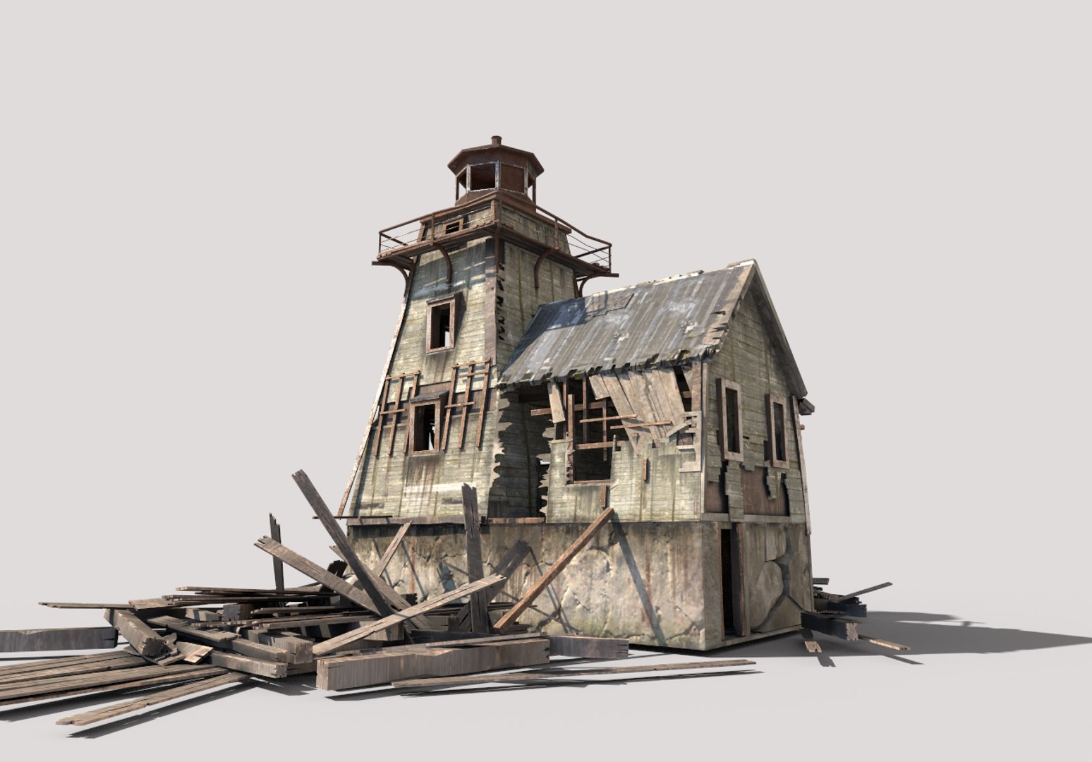 Destroyed Wooden Lighthouse Model - TurboSquid 1747027