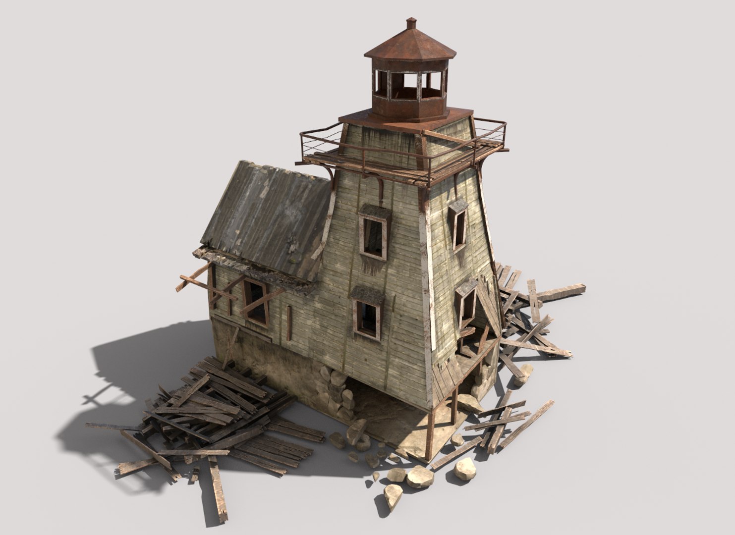 Destroyed Wooden Lighthouse Model - TurboSquid 1747027