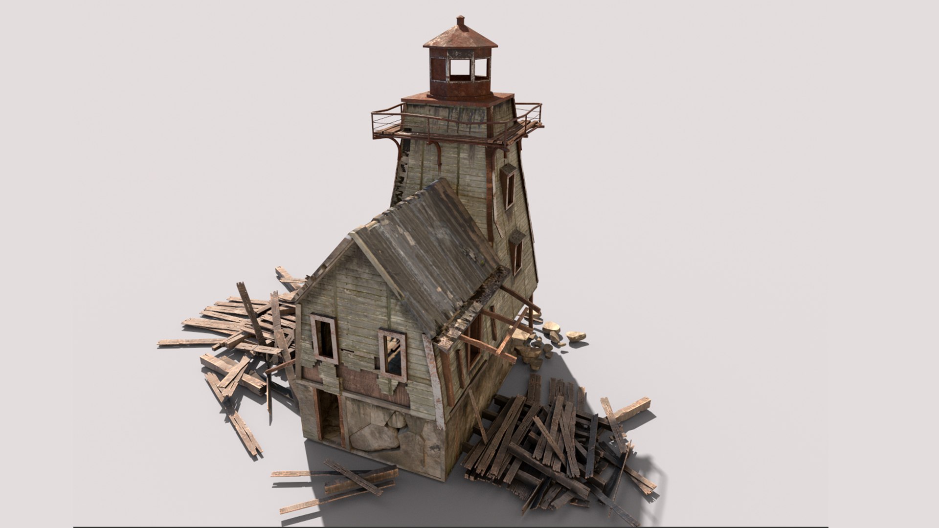 Destroyed Wooden Lighthouse Model - TurboSquid 1747027