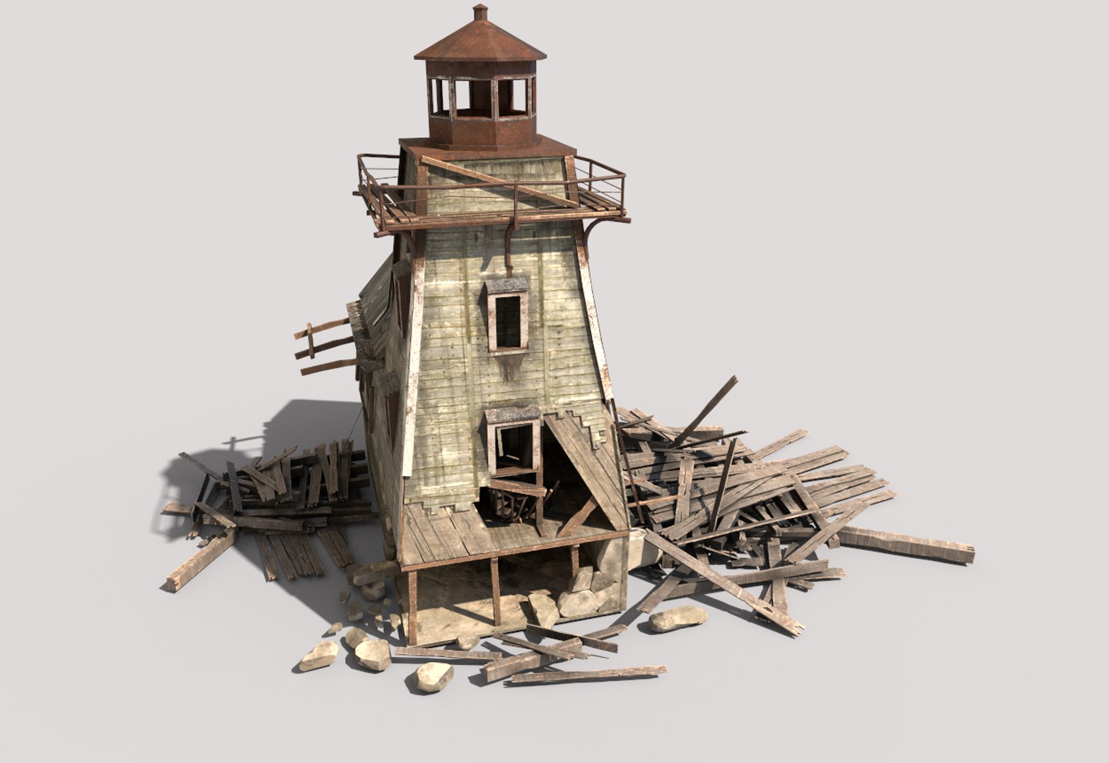 Destroyed Wooden Lighthouse model - TurboSquid 1747027