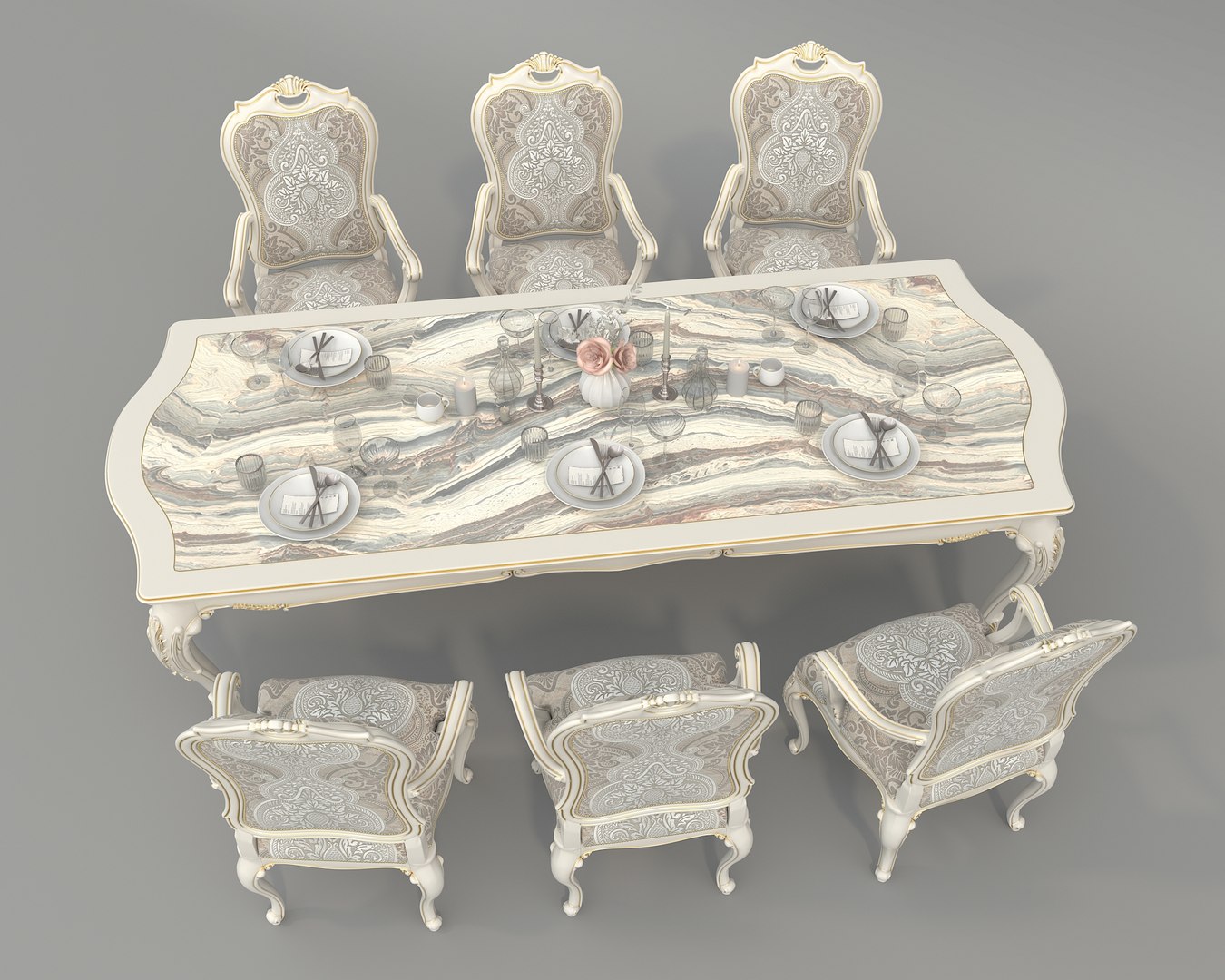 Classic European Style Dining Table And Chairs 52 3D Model - TurboSquid 2296756