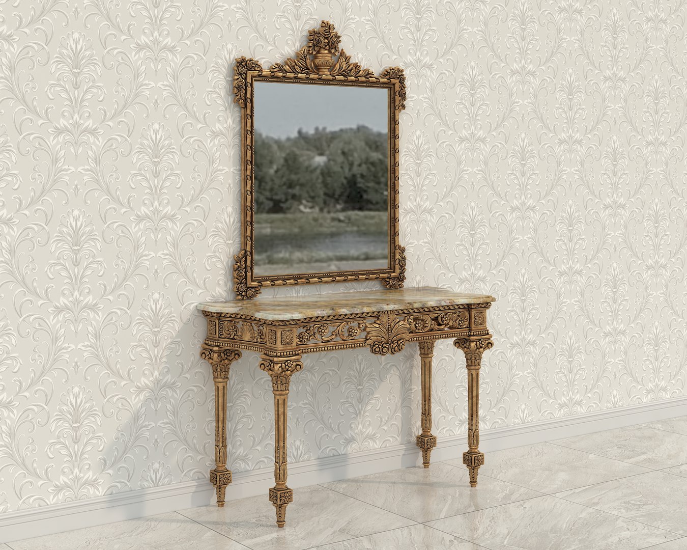 Classic European Style Console Table 7 3D Model - TurboSquid 2396947