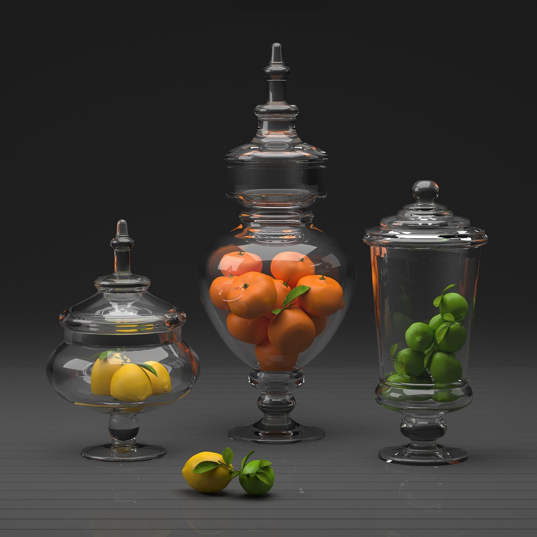 3D Fruits in glass vases - TurboSquid 2124738