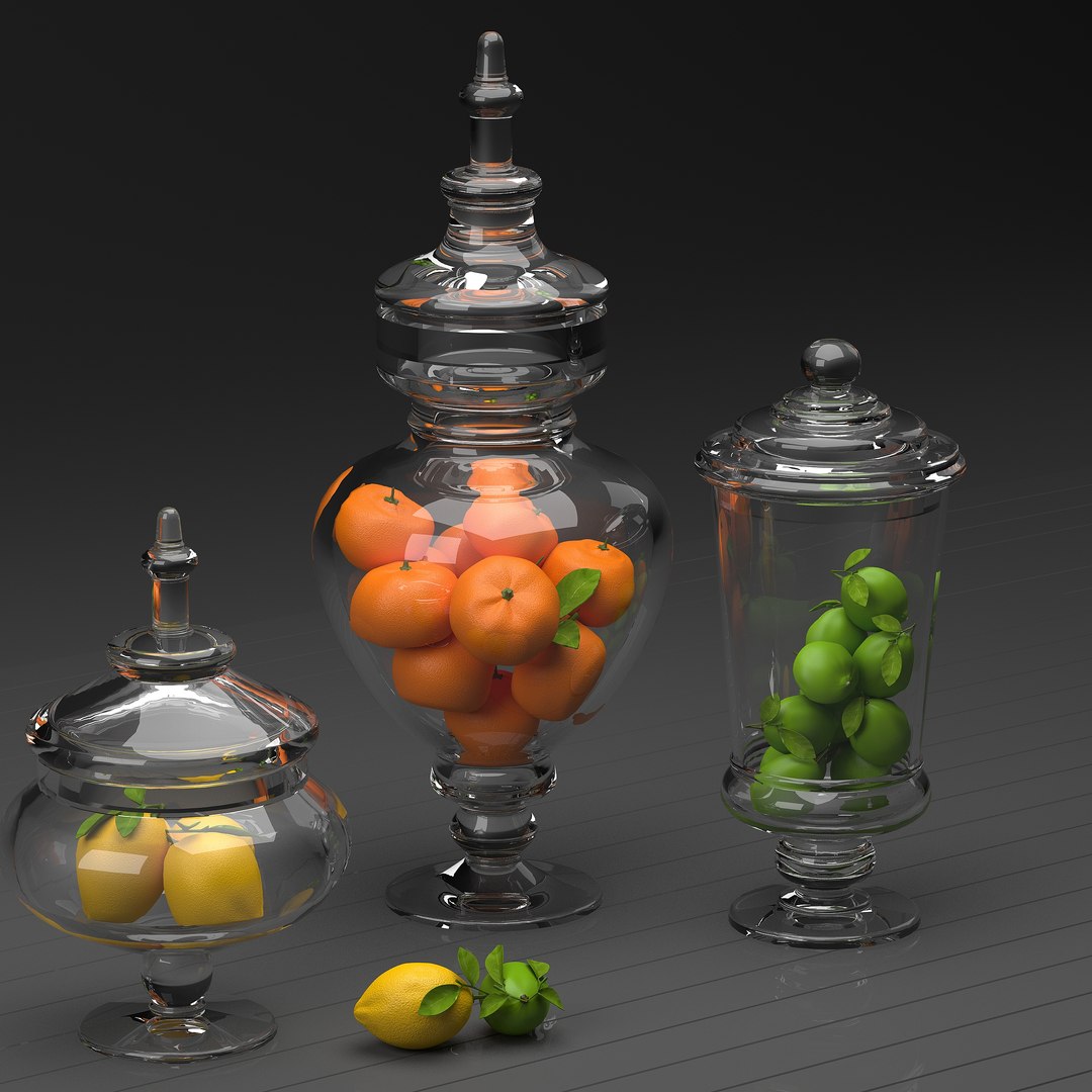 3D Fruits in glass vases - TurboSquid 2124738