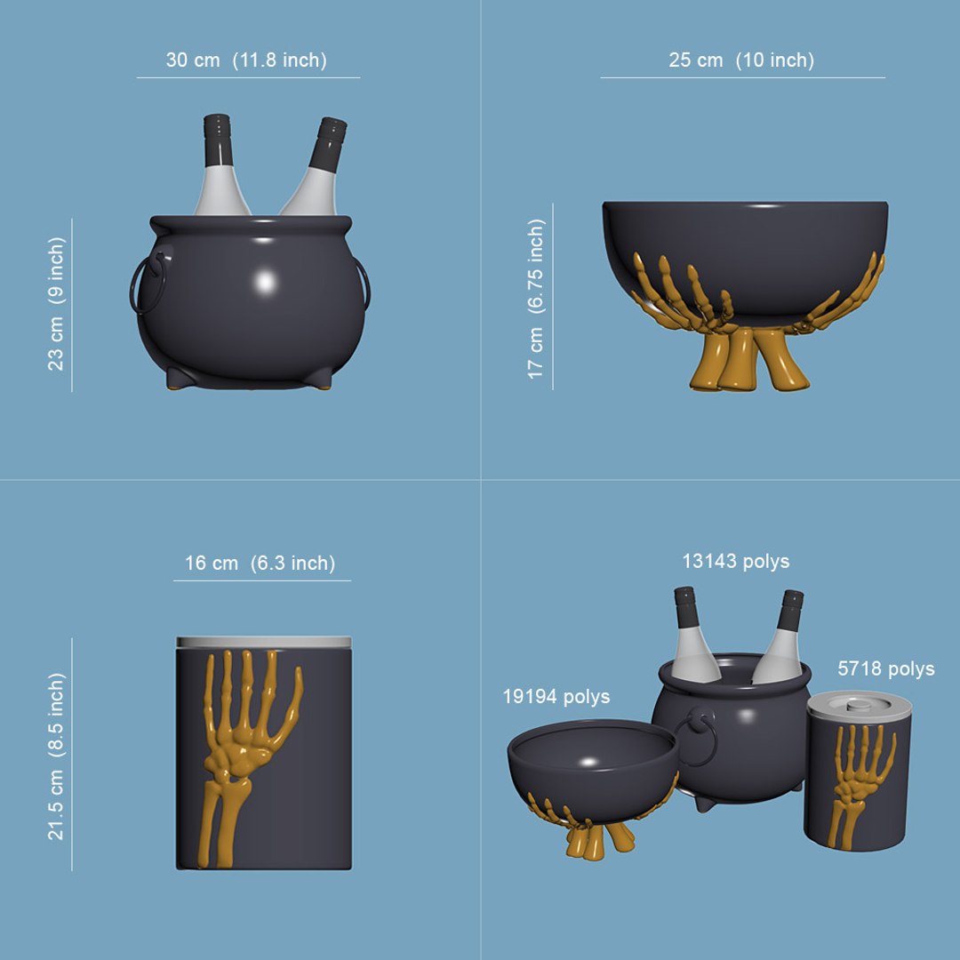 3D Halloween Cauldron Bowl Skeleton - TurboSquid 1217123