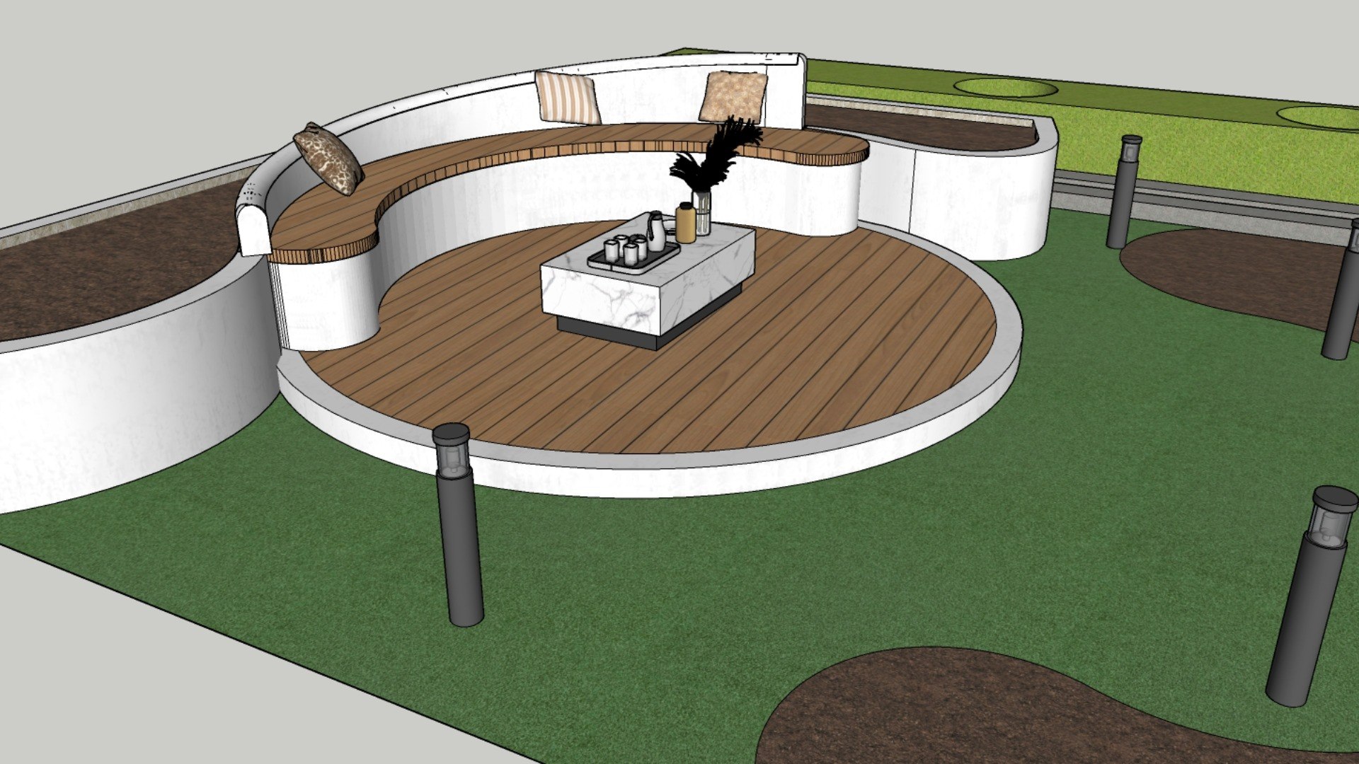 3D Garden Seating Area With Grass Plants - TurboSquid 2351529