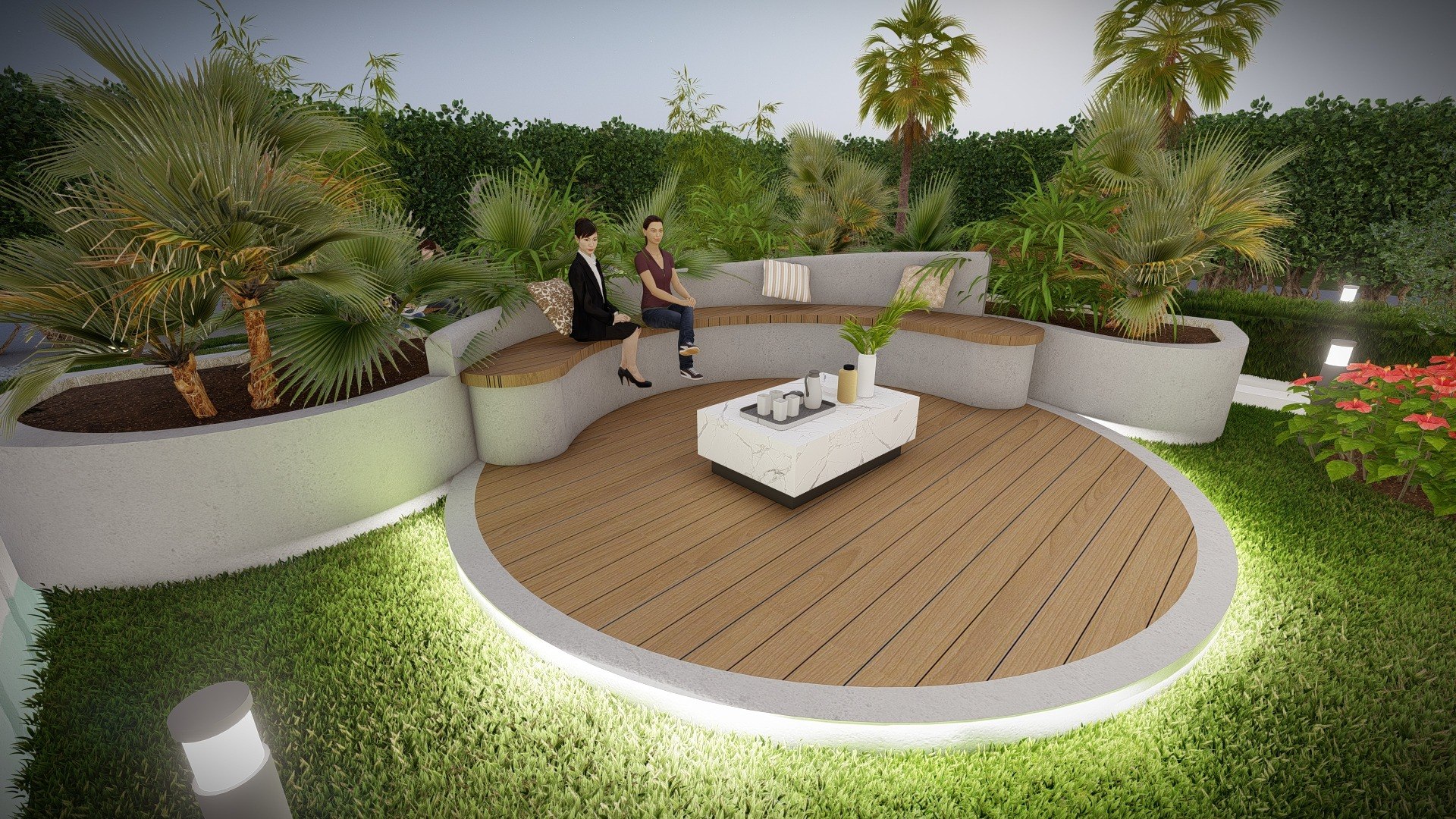 3D Garden Seating Area With Grass Plants - TurboSquid 2351529