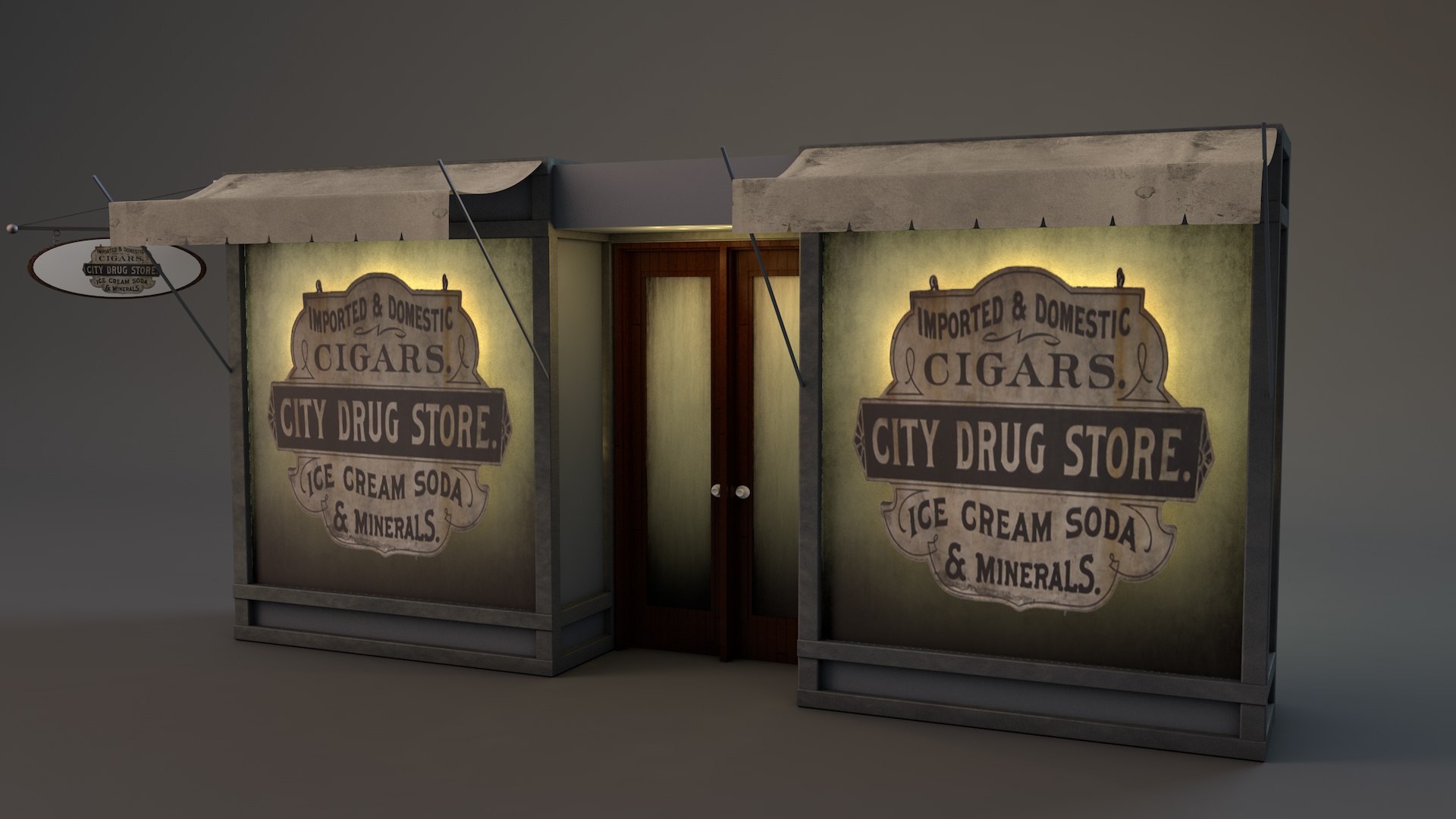 Vintage aged storefronts building model - TurboSquid 1618336