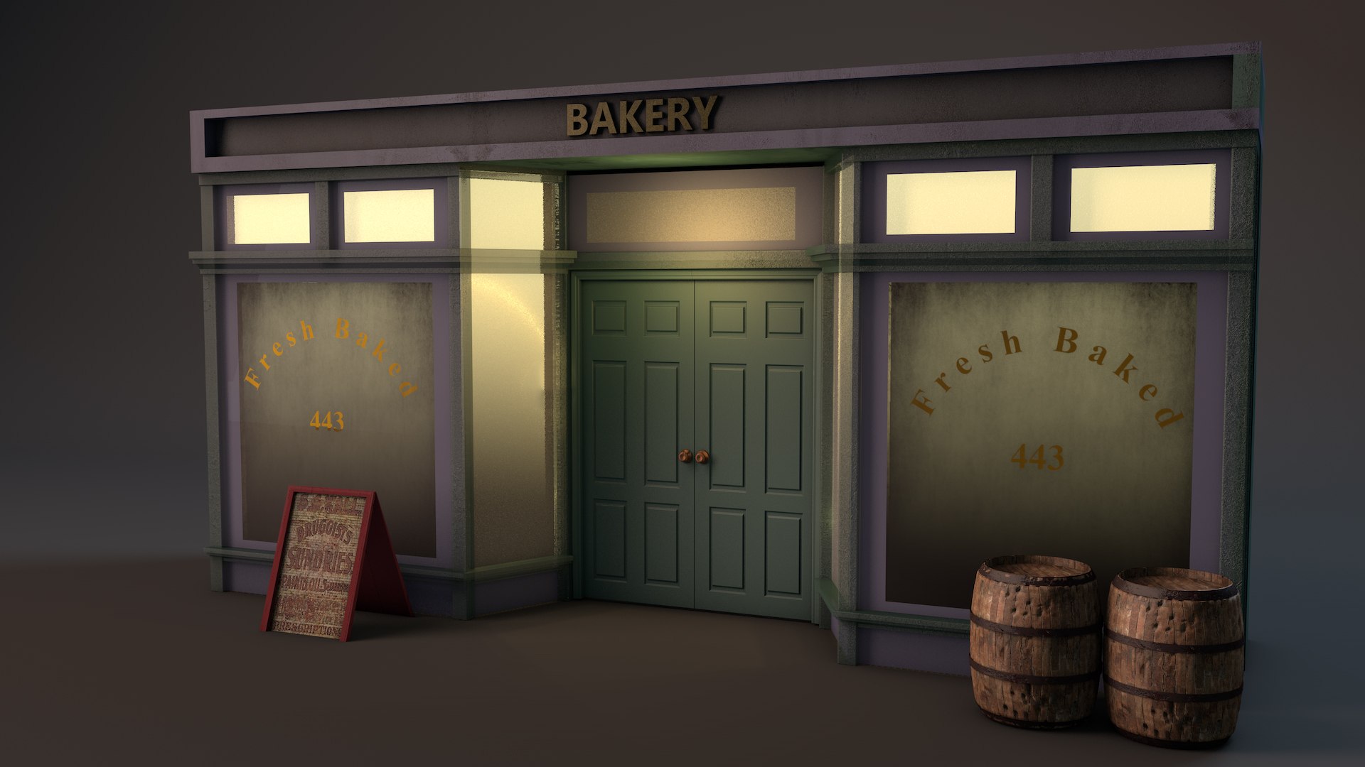 Vintage aged storefronts building model - TurboSquid 1618336