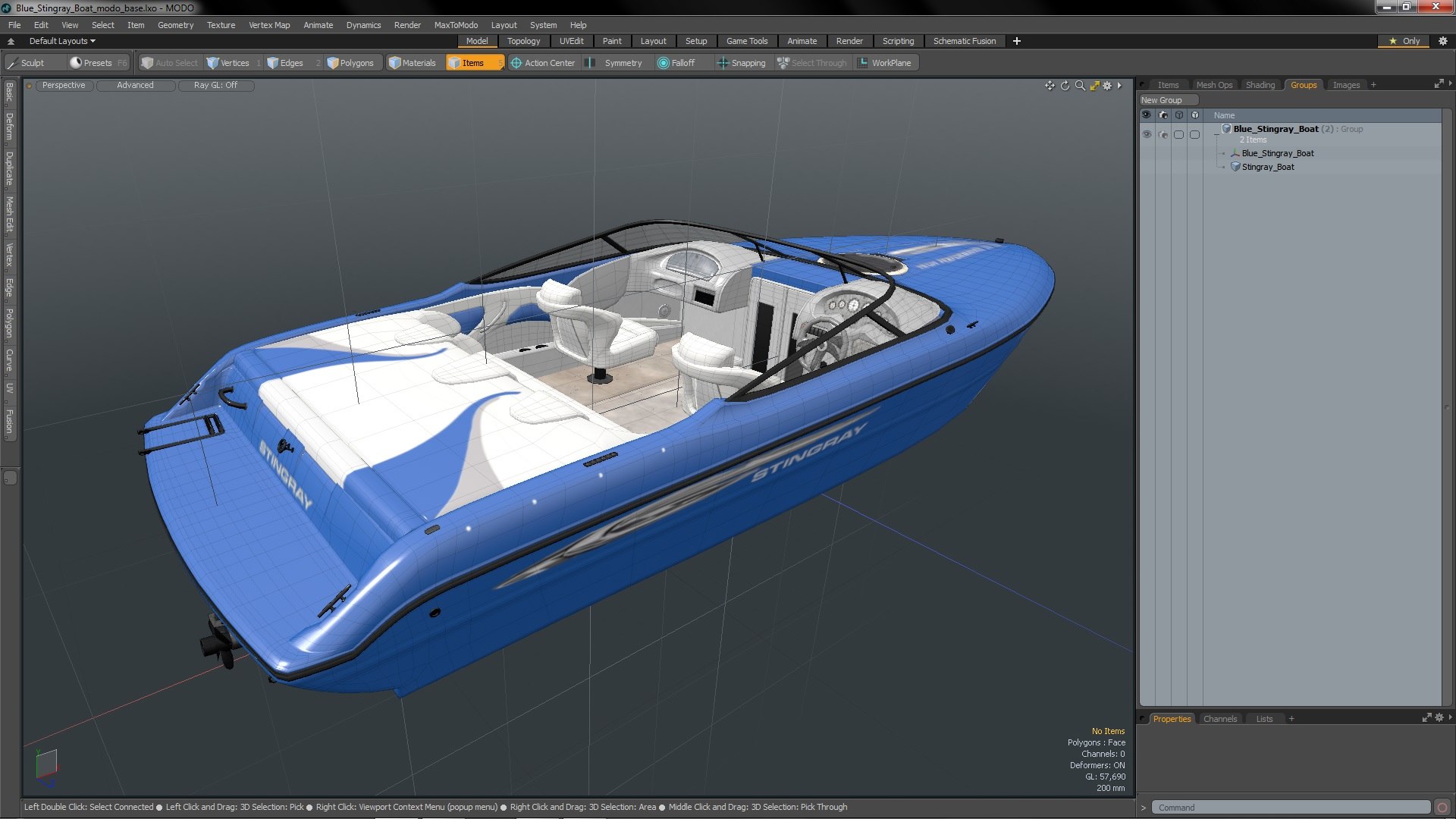 Blue Stingray Boat Model - TurboSquid 2112707