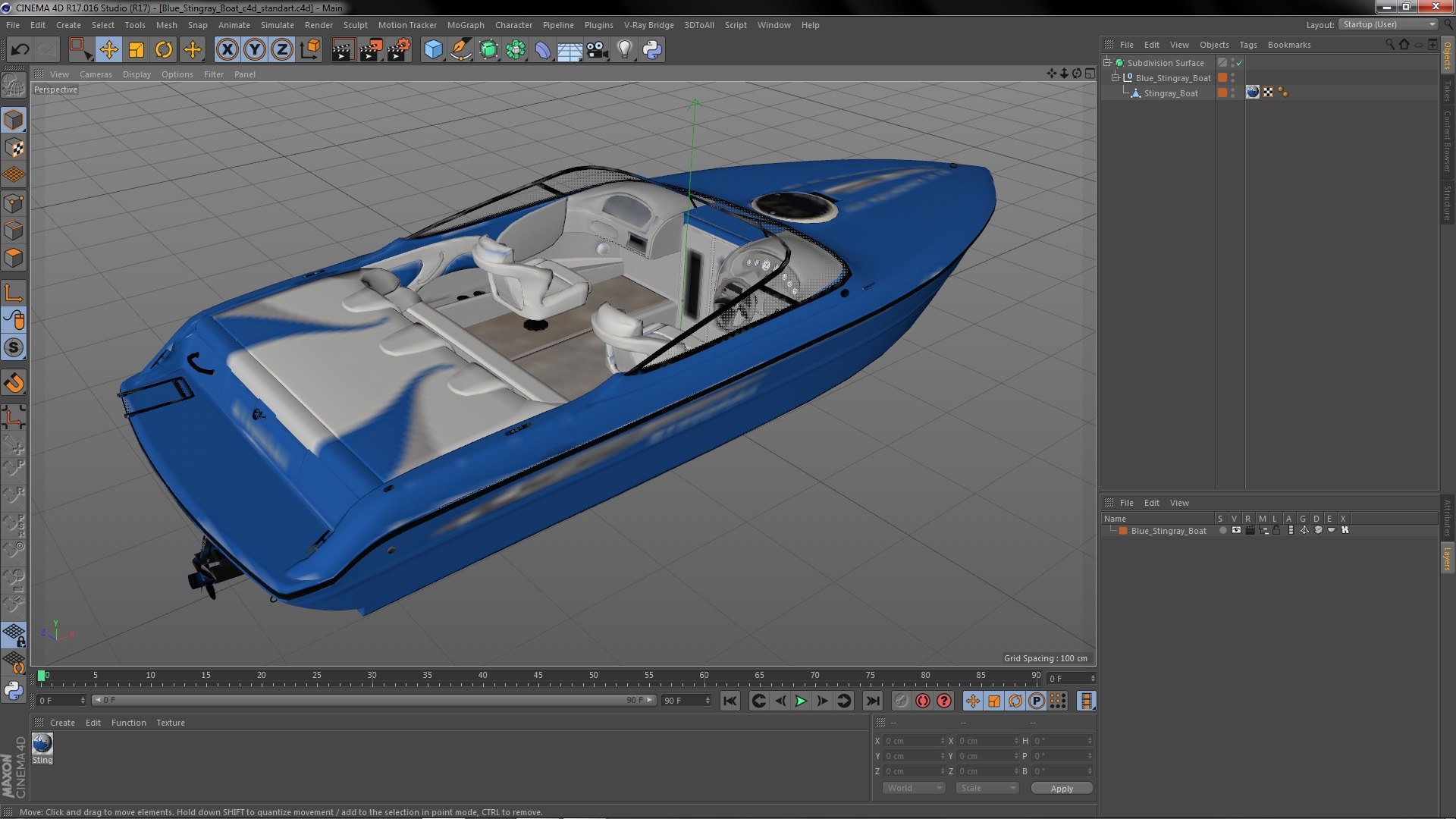 Blue Stingray Boat Model - TurboSquid 2112707
