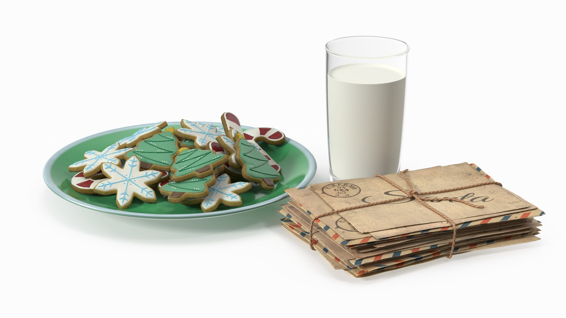 Christmas Cookie Plate With Milk And Letters 3D - TurboSquid 2456799