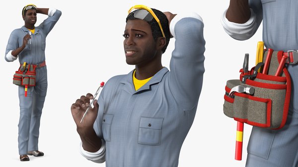 3D Dark Skin Black Man Electrician - TurboSquid 1755994