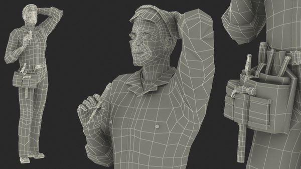 3D Dark Skin Black Man Electrician - TurboSquid 1755994