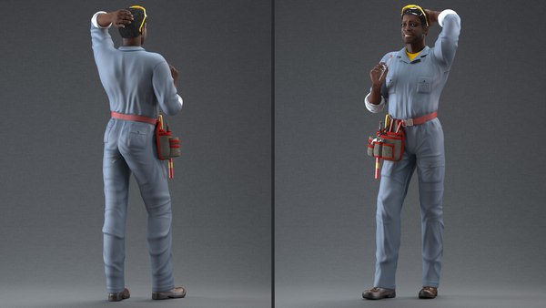 3D Dark Skin Black Man Electrician - TurboSquid 1755994