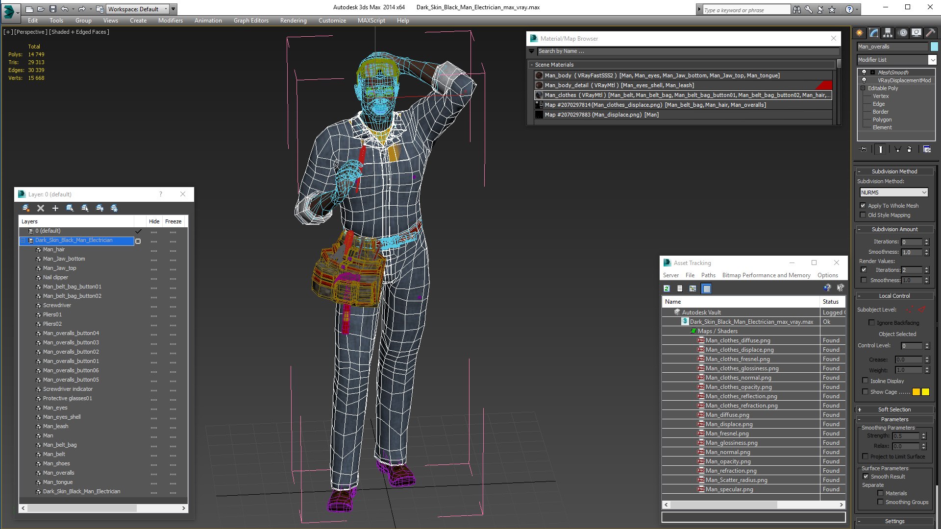 3D Dark Skin Black Man Electrician - TurboSquid 1755994