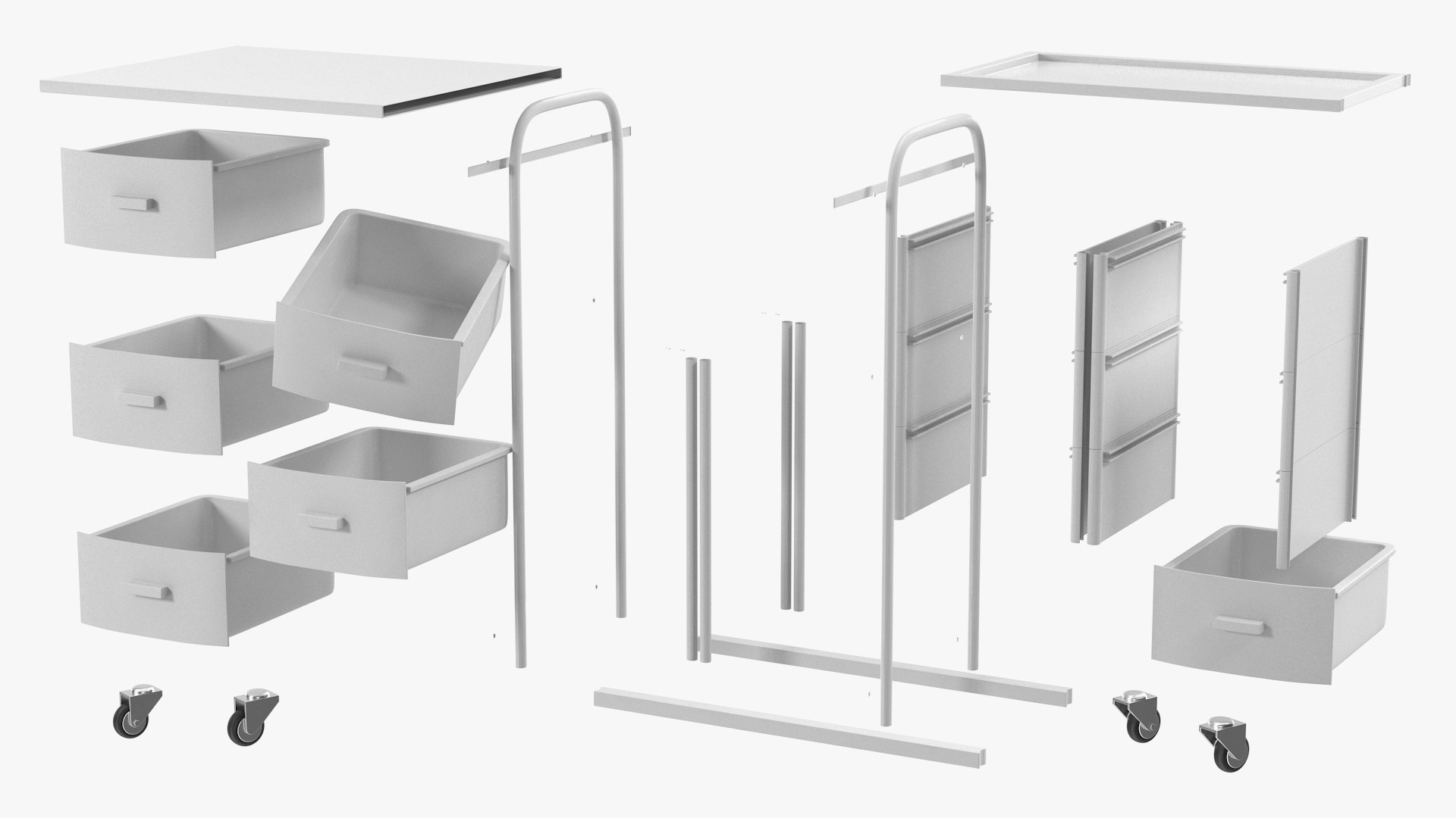 3D Doctors Office Cart On Wheels White - TurboSquid 2065670