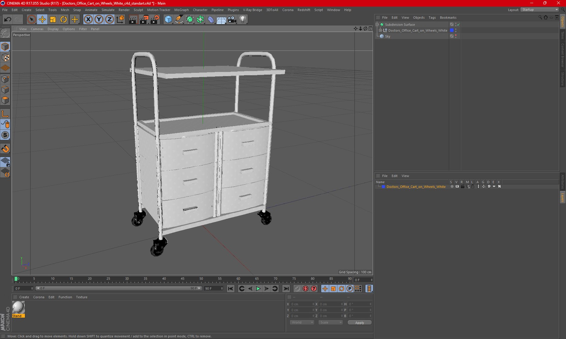 3D Doctors Office Cart on Wheels White - TurboSquid 2065670