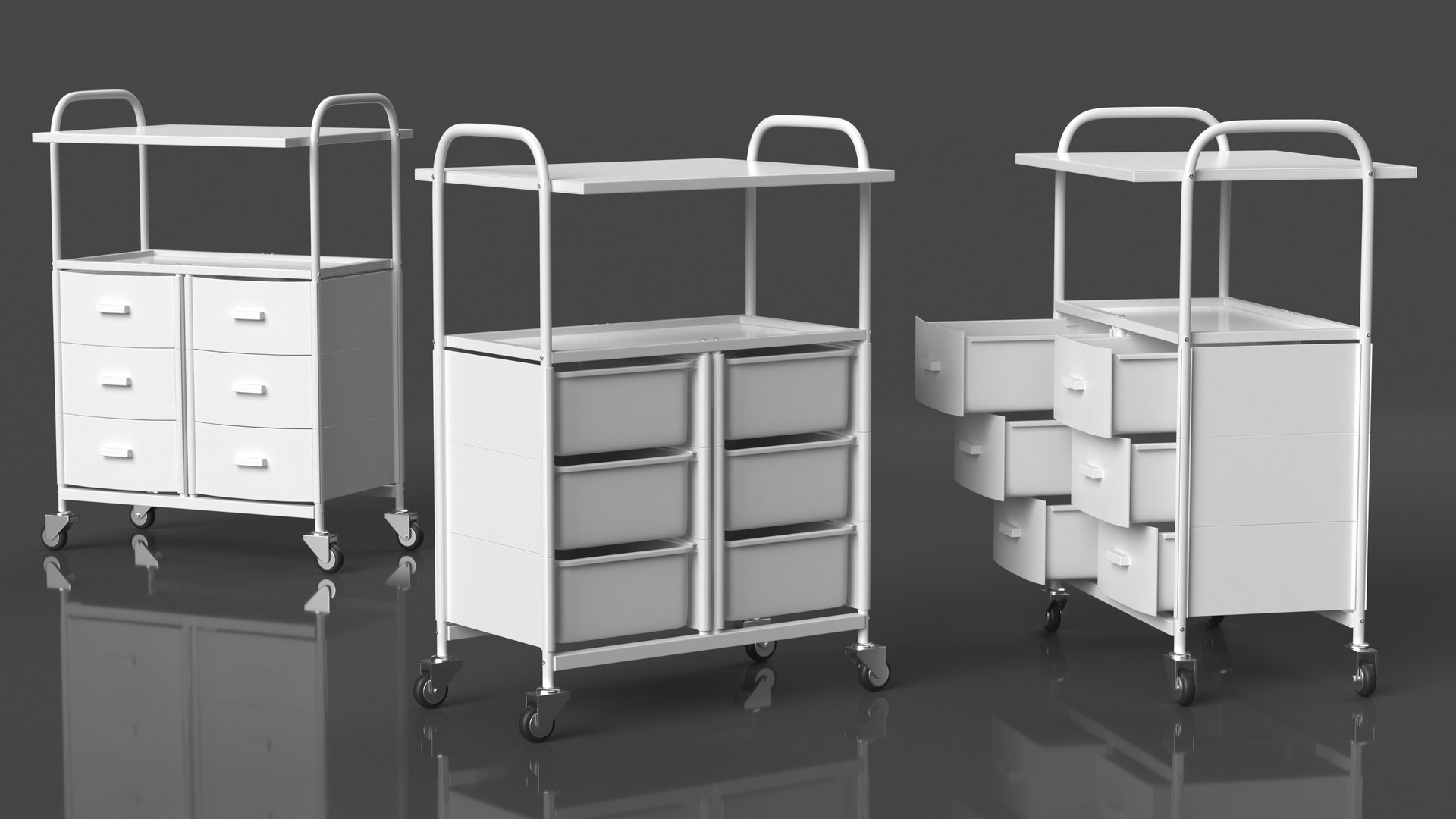 3D Doctors Office Cart On Wheels White - TurboSquid 2065670