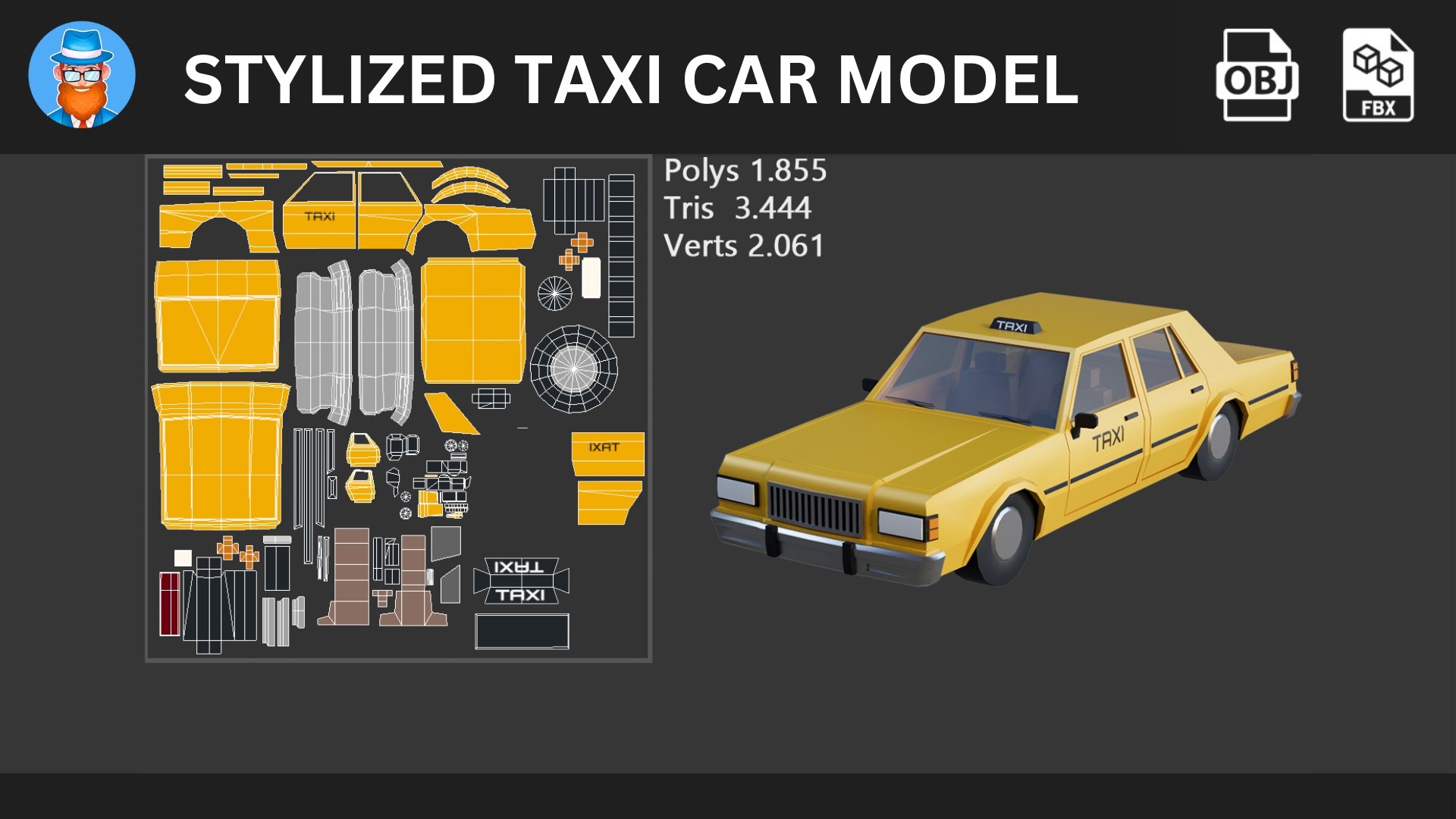 Stylized Taxi Car Cab 3D Model 3D - TurboSquid 2400165