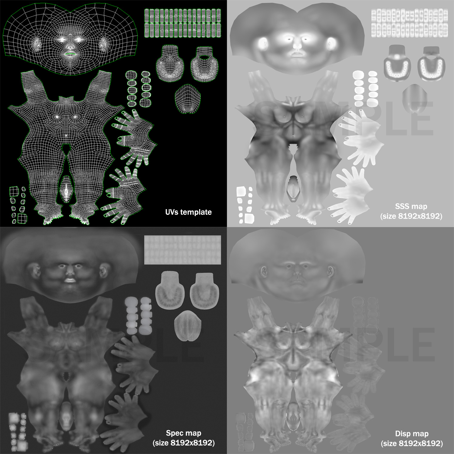 alena skinning hairs 3d model