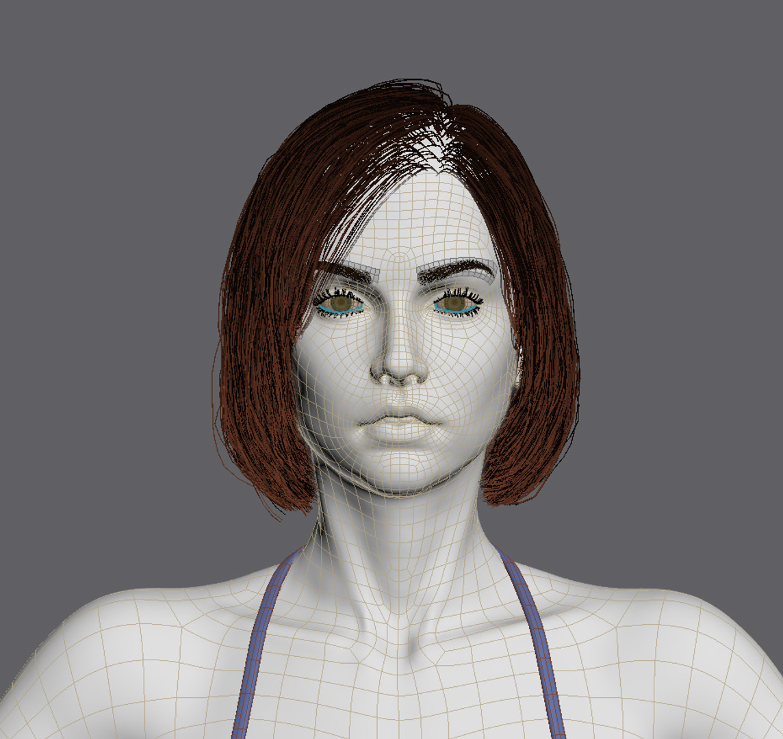 alena skinning hairs 3d model