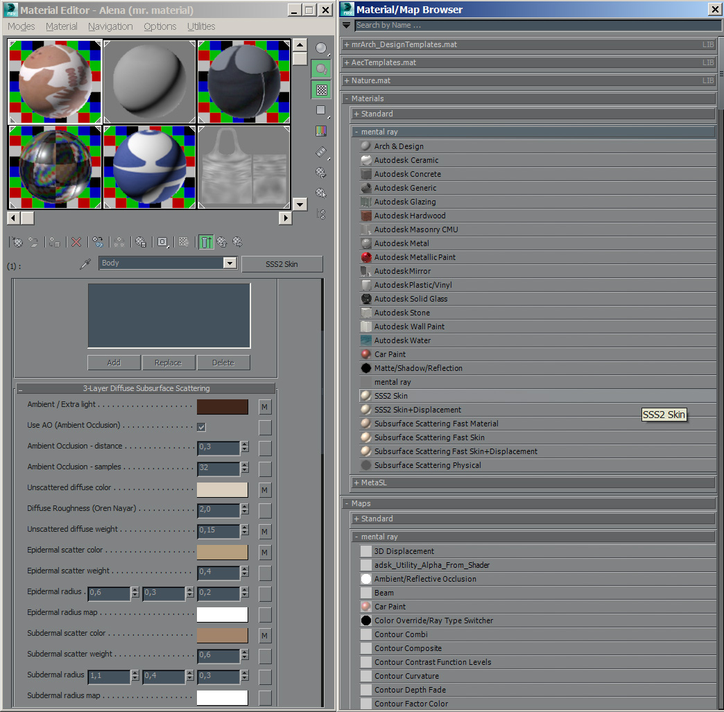 alena skinning hairs 3d model