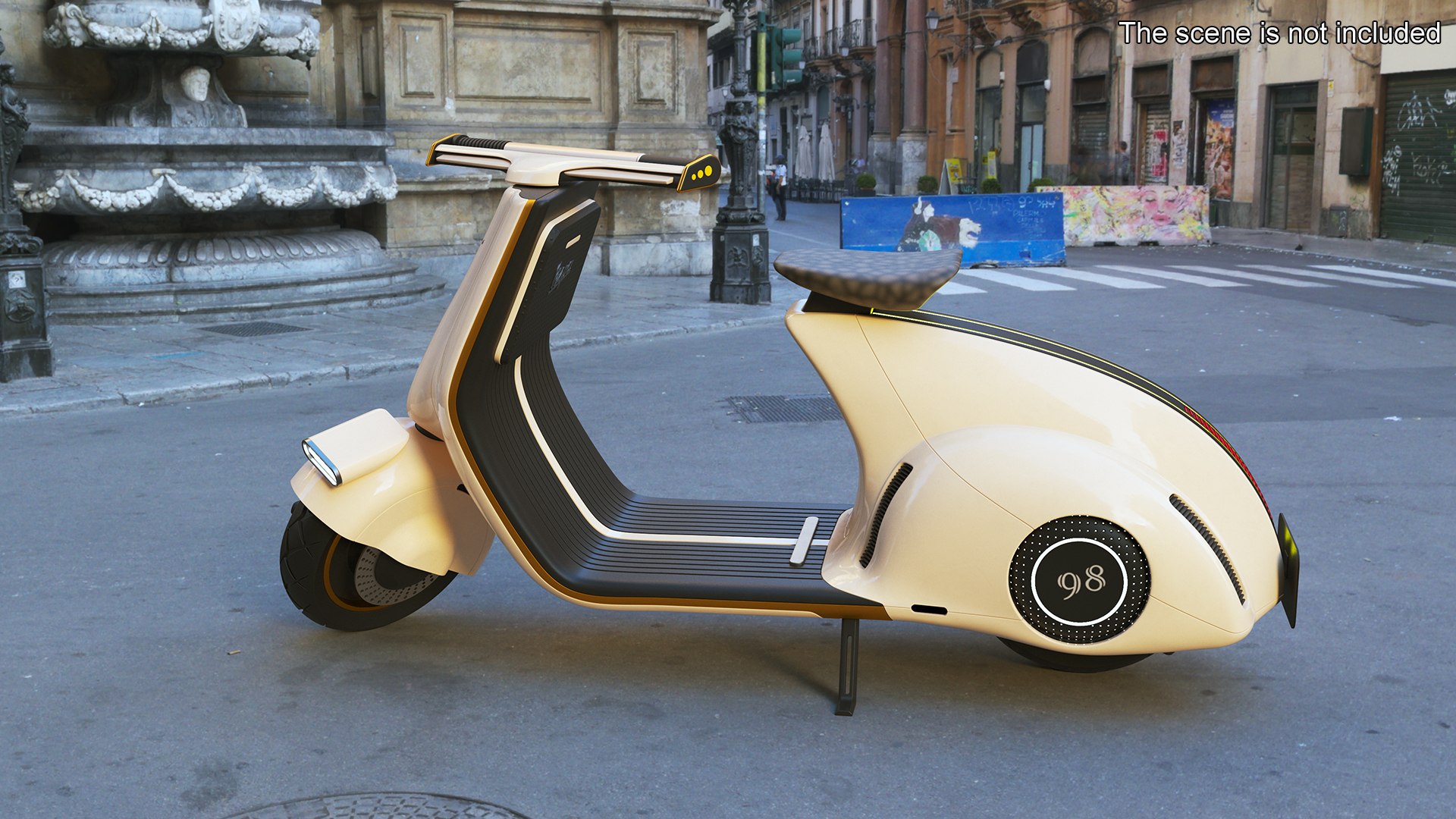 3D Concept Beige Electric Scooter Vespa 98 Lights On Rigged ...